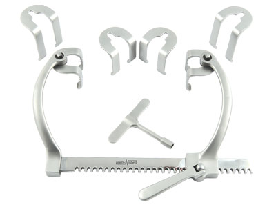 Sellors Retractor (complete set with handle, key & 3 pairs of blades)